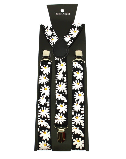 25mm Flowers on Black Braces – Zacharia Accessories